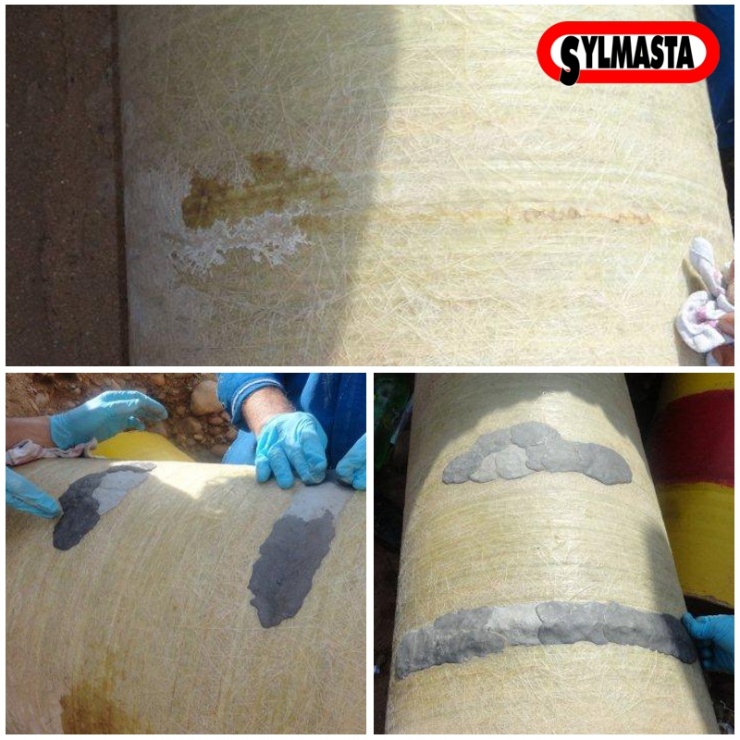 Oil Refinery 400mm GRP Pipe External Surface Damage Repair