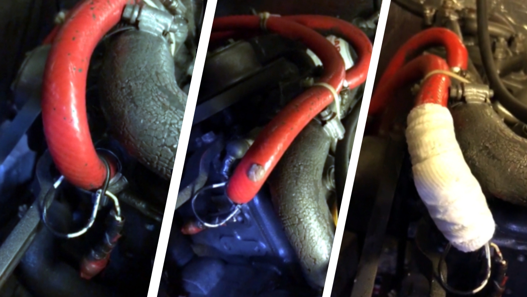 Boat Engine Pipe Repair Pinhole Leak in Rubber Cooling Hose
