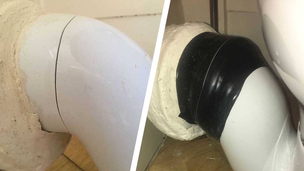 Domestic Porcelain Toilet Soil Pipe Hairline Crack Around Diameter Repair