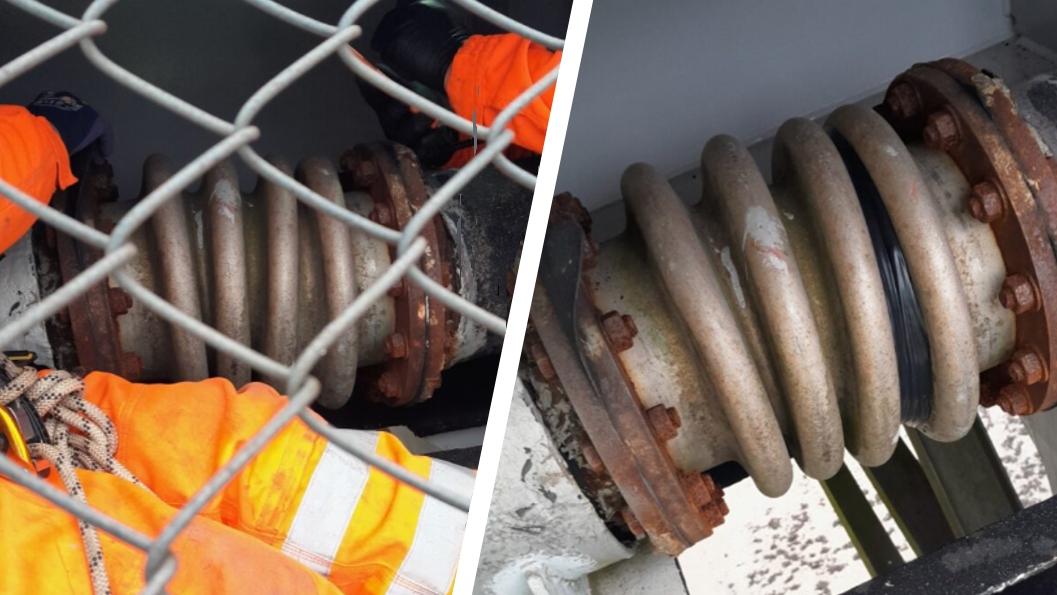 Suspension Bridge Leaking Water Pipe Expansion Joint Repair