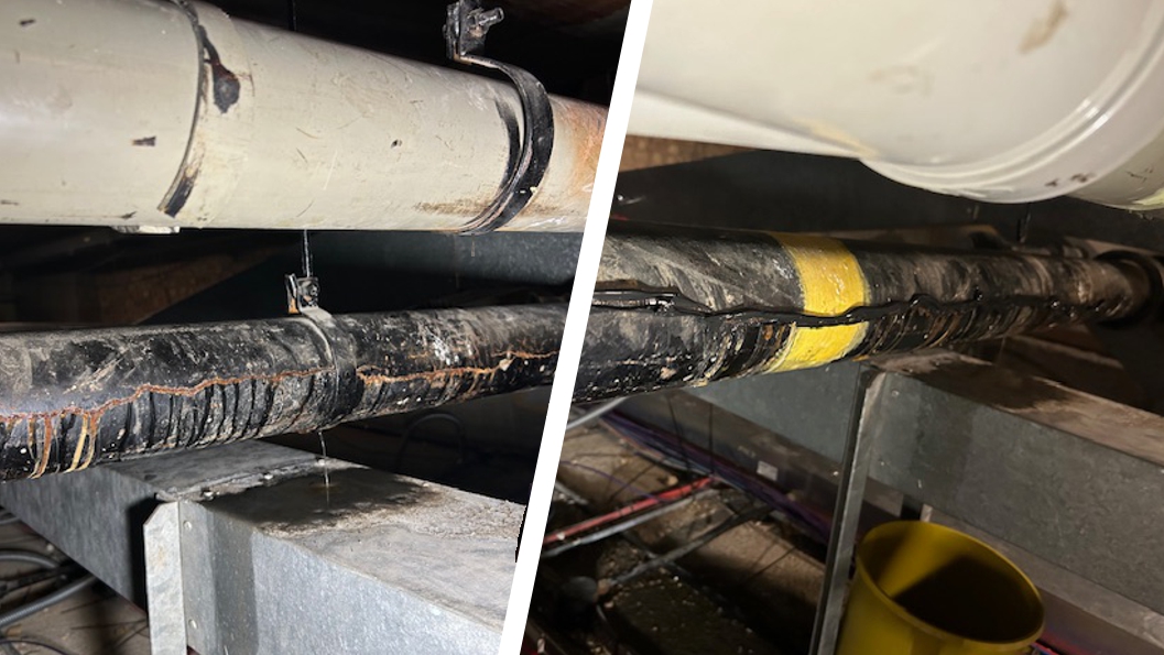 Cast Iron Hospital Soil Pipe Leaking Wastewater Repair